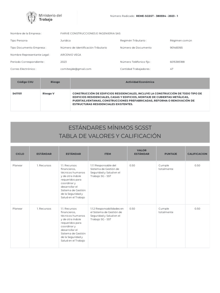 66a2772c3c56d Estandares Ministerio y Doc SST | PDF