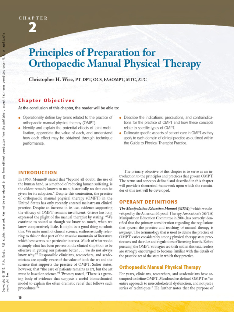 Chapter 2 Principles of Preparation For Orthopedic Manual Therapy ...