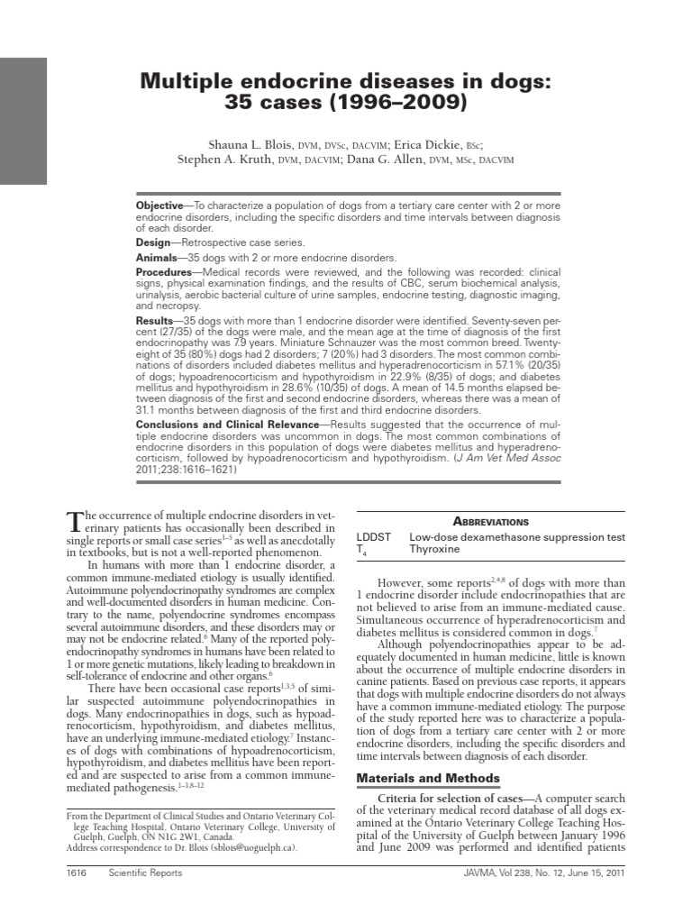 Multiple Endocrine Disorders in Dogs | PDF | Hypothyroidism | Diabetes