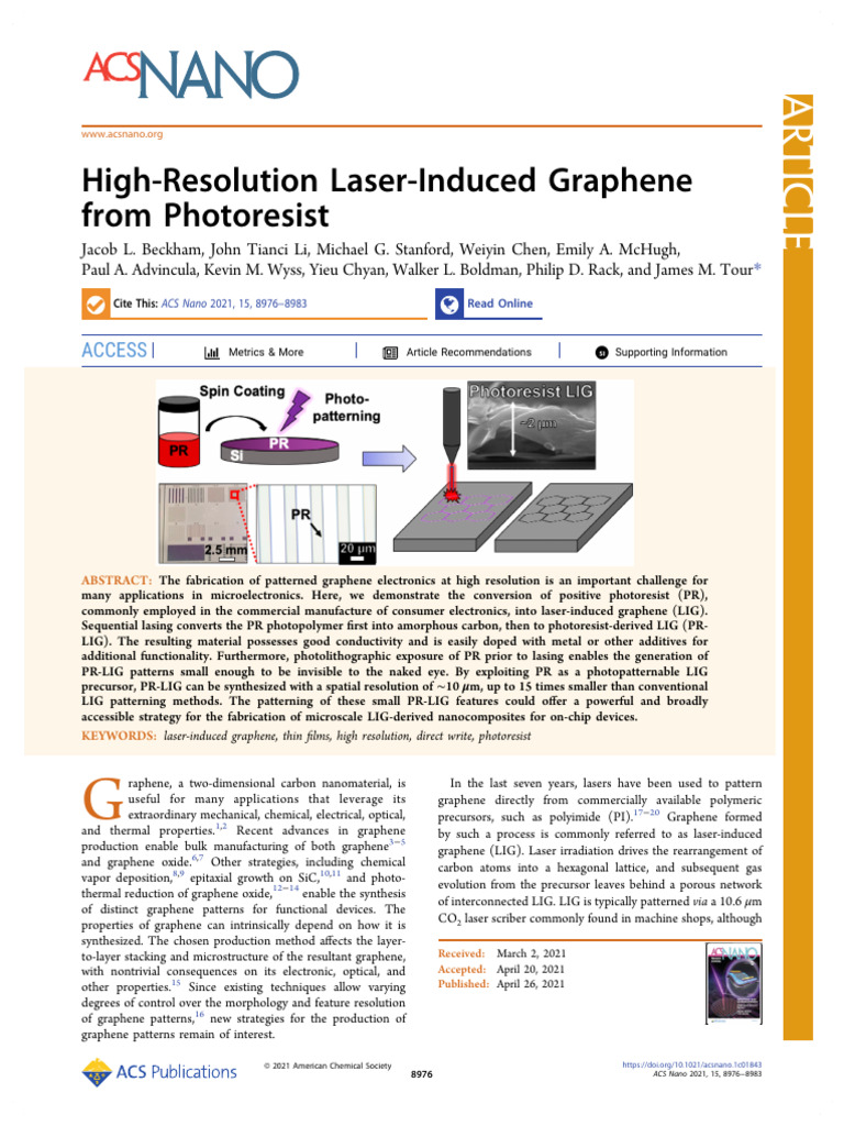 High-Resolution Laser-Induced Graphene | PDF | Graphene | Laser