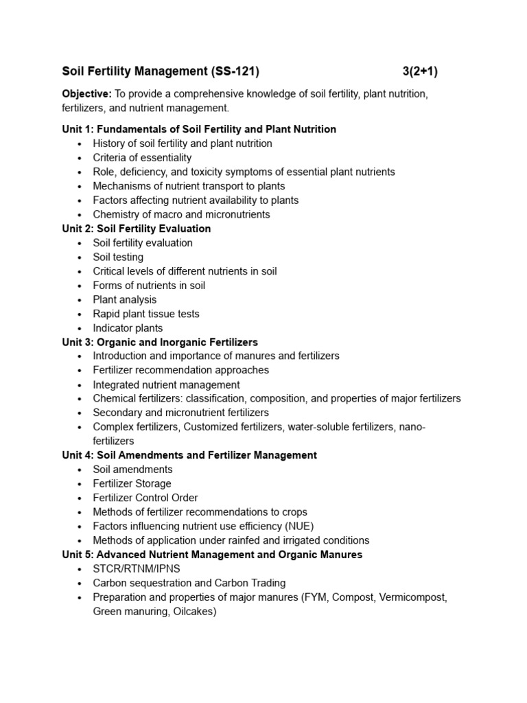 Soil Fertility Management Overview | PDF | Fertilizer | Soil