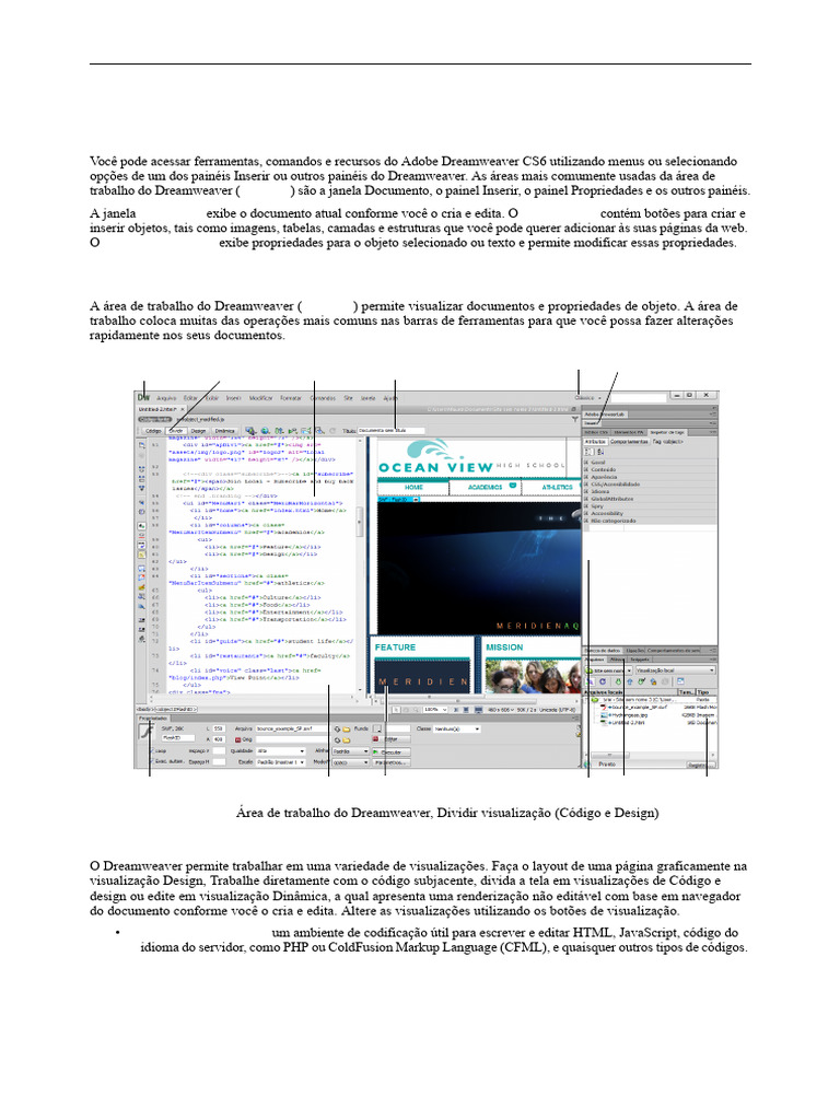 p1 Overview Dreamweaver A4 | PDF | Adobe Dreamweaver | Janela (informática)