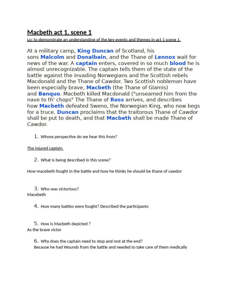Macbeth Act 1 | PDF
