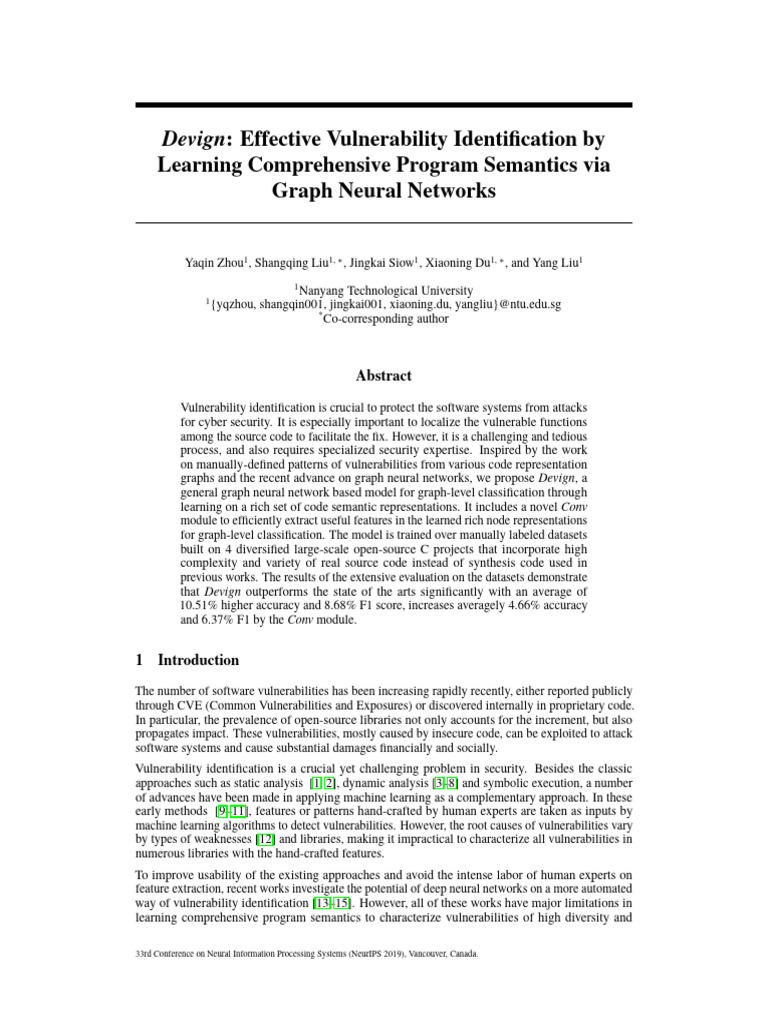 Devign Effective Vulnerability Identification by Learning Comprehensive Program Semantics Via ...