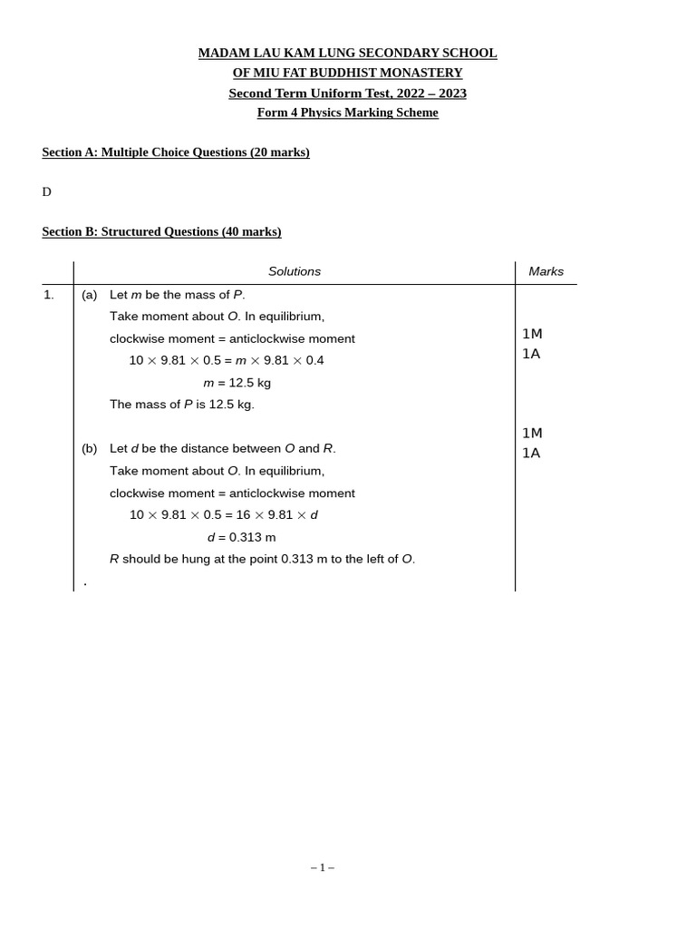2223 F4 PHY (Yearly Exam) (Marking) | PDF | Collision | Momentum