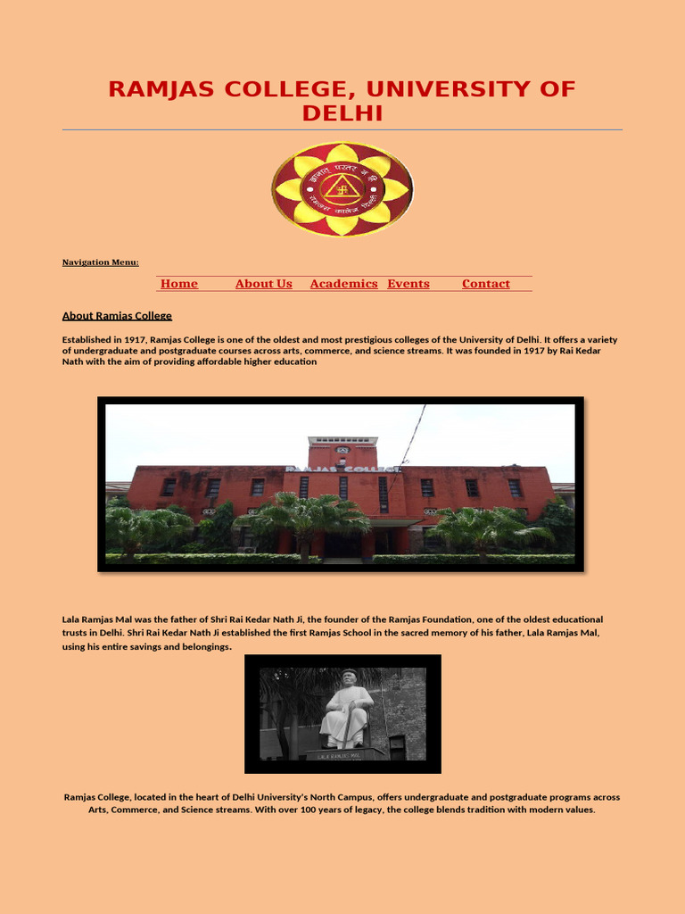 Ramjas College Overview and Offerings | PDF | Educational Stages ...