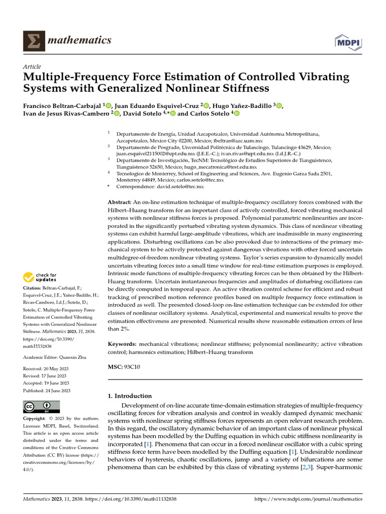 Multiple-Frequency Force Estimation of Controlled | PDF | Oscillation | Nonlinear System