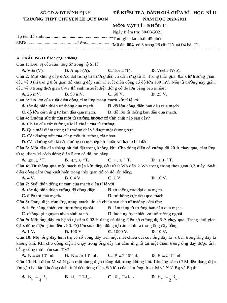 De KTGK 2 Chuyen Le Quy Don | PDF