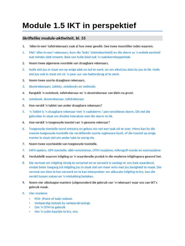 Mod1 5SkriftelikeAktiwiteitBl55 | PDF