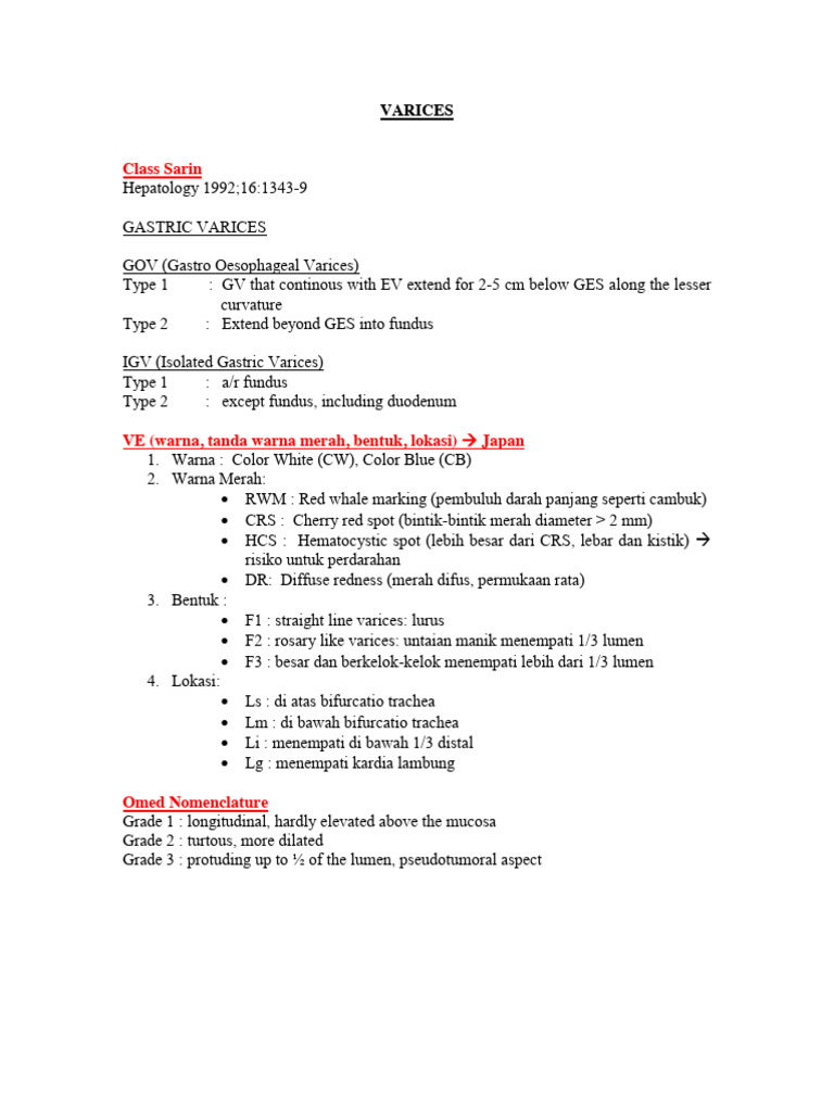 Types and Classification of Gastric Varices | PDF | Stomach | Digestive ...