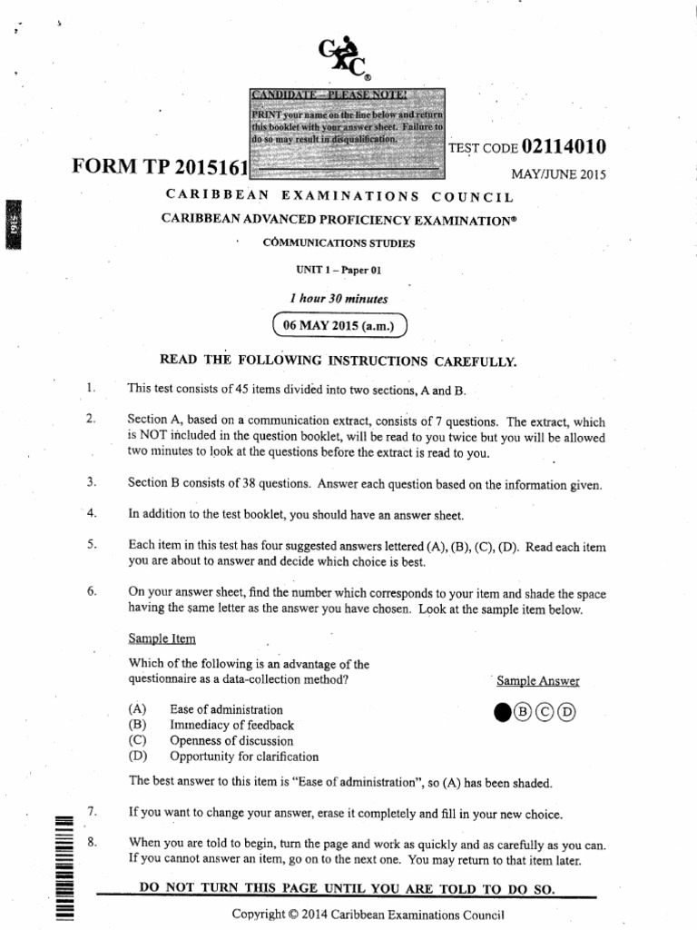 Communication Studies Paper 1 2015-2024 | PDF