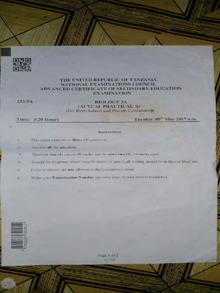 Biology 3A - F6 - 2017 | PDF