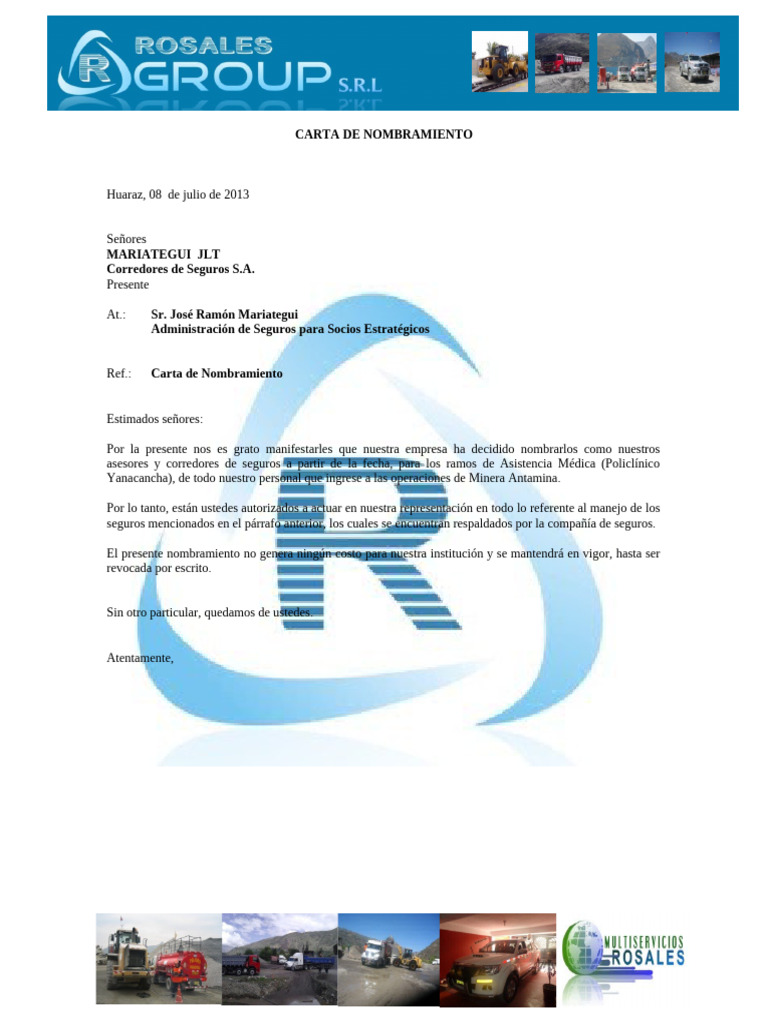 Carta de Nombramiento Mariategui | PDF