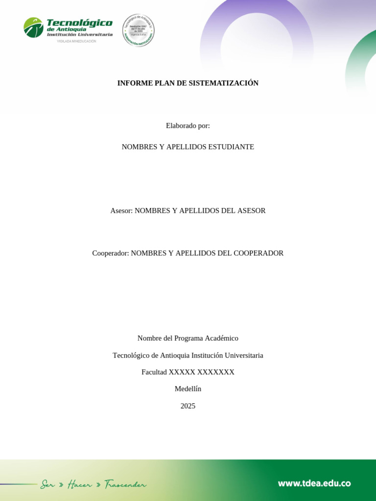 Plan de Sistematización TdeA - Annie Varela Rúa | PDF | Experiencia | Migración humana