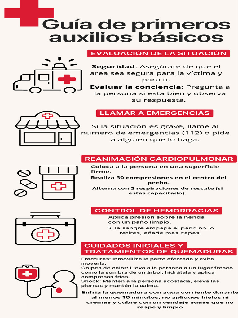 Infografía Primeros Auxilios Simple Negro y Rojo | PDF