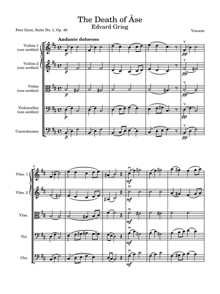 Grieg's Peer Gynt: The Death of Åse | PDF | Musical Instruments | Suites