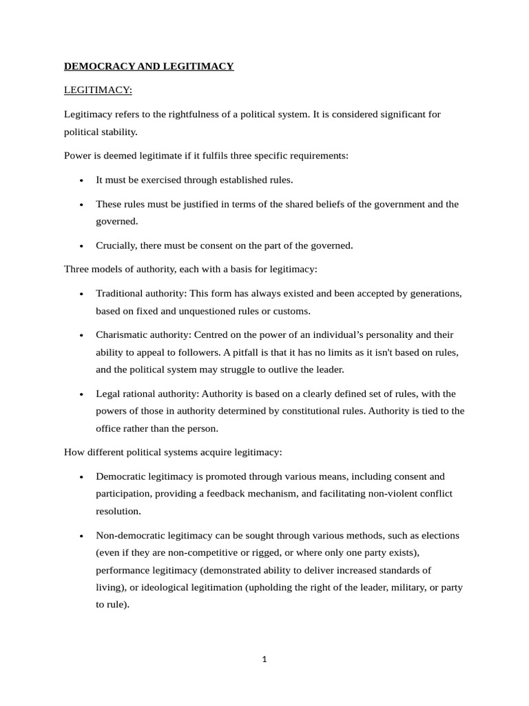 Understanding Democracy and Legitimacy | PDF | Democracy | Political ...