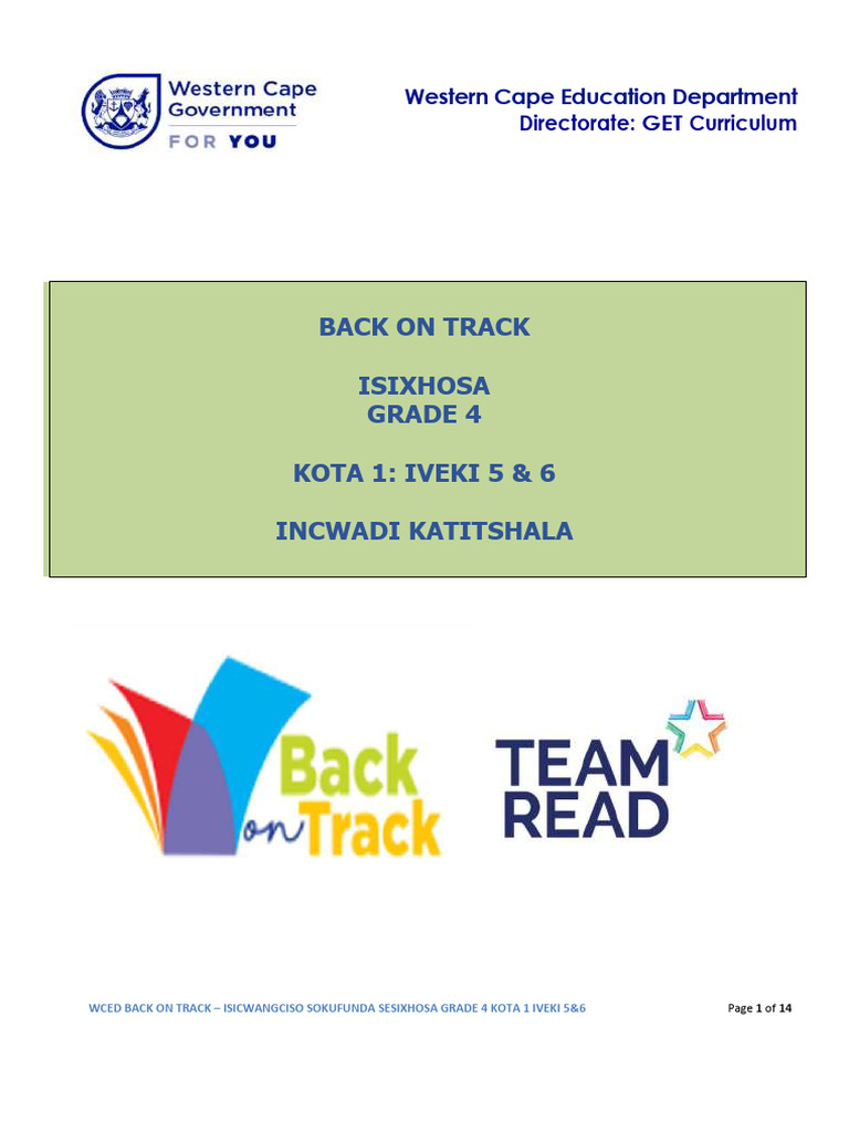 #Bot - Isicwangciso Sokufundisa Sesixhosa - gr4 - Kota 1 - Veki 5+6 Version 6 | PDF