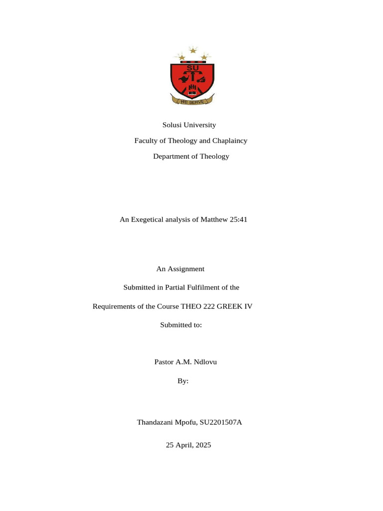 GREEK IV INDIVIDUAL ASSIGNMENT | PDF | Hell | Jesus