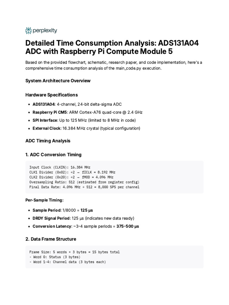 Detailed Time Consumption Analysis_ ADS131A04 ADC | PDF | Analog To Digital Converter | Raspberry Pi