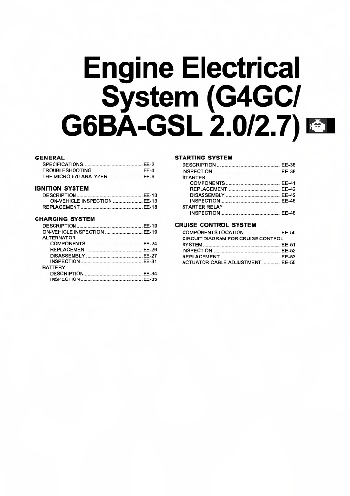 Engine Electrical System (G4GC G6BA GSL2.0 2.7) | PDF | Foreign ...