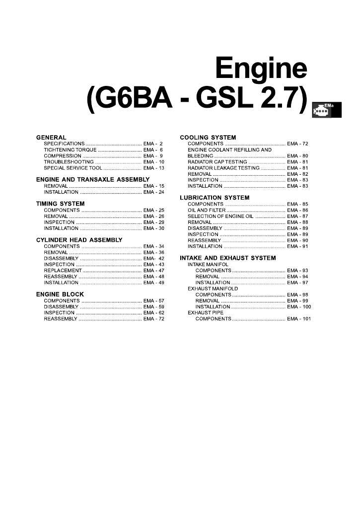 Engine Mechanical (G6BA-GSL2.7) | PDF