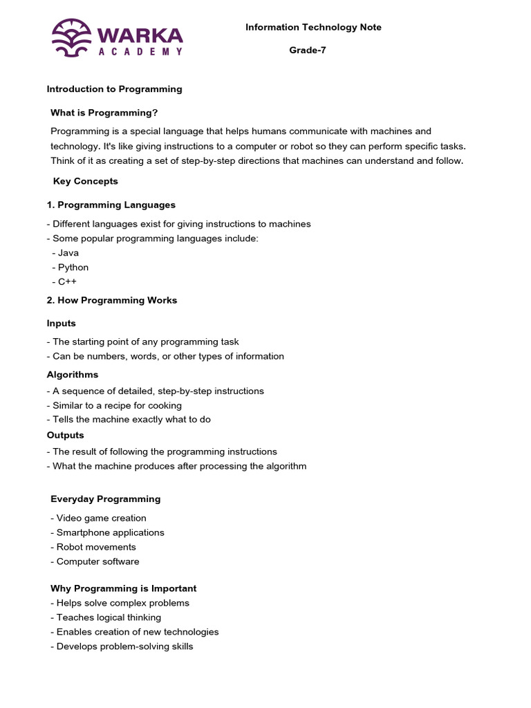 Programming Gr.7 PDF | PDF