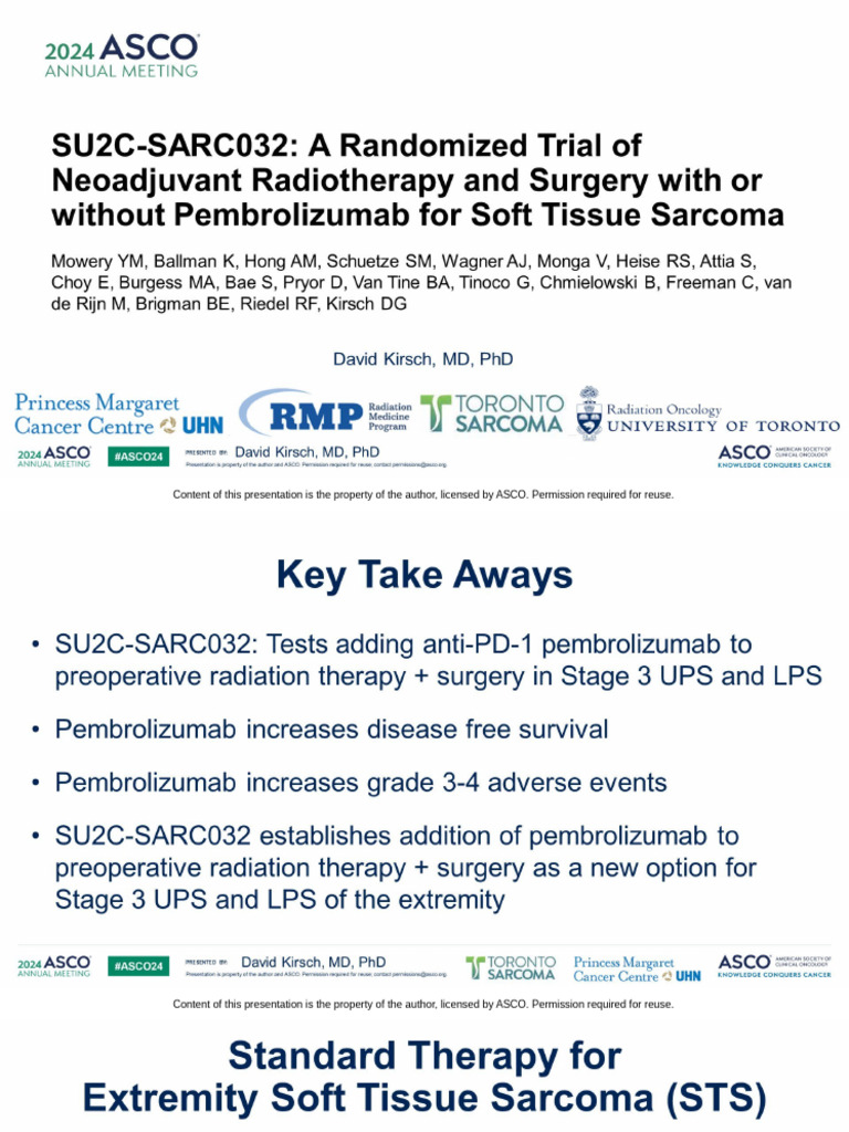 2024 Asco Su2c-Sarc03. PH 2 Pembro + RT en Ups y Lps g2-3 | PDF ...