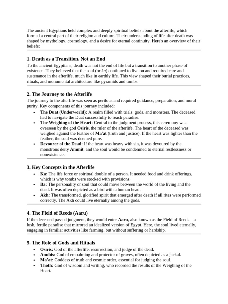 The Ancient Egyptians Beliefs About The Afterlife | PDF | Ancient ...