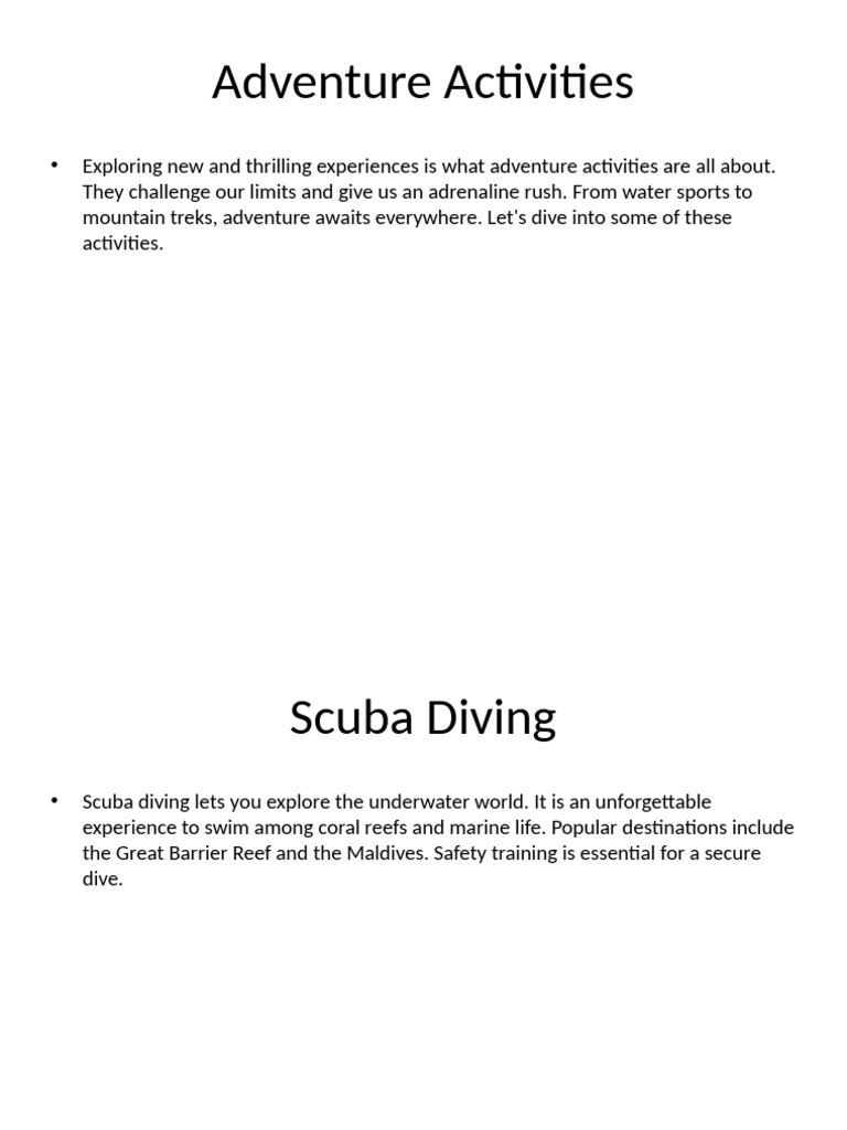 Adventure Activities Overview | PDF | Hiking | Mount Everest