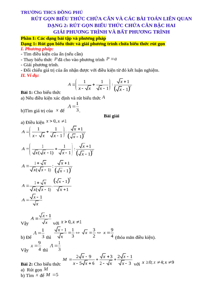 Rut Gon Bieu Thuc CĐ Đ NG Phú | PDF