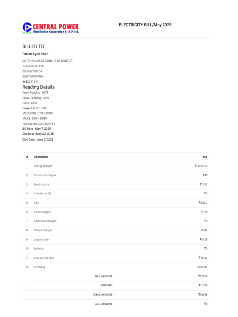 APCPDCL - Consumer Dashboard (1) | PDF