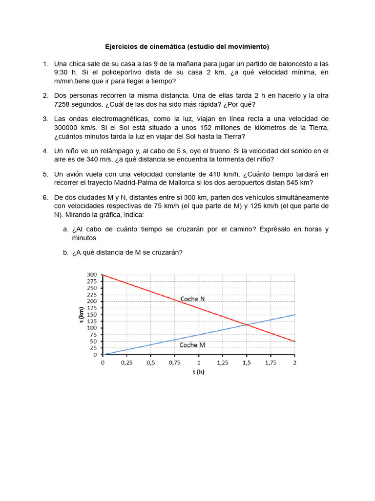 Ejercicios de Cinemática (Estudio Del Movimiento) | PDF