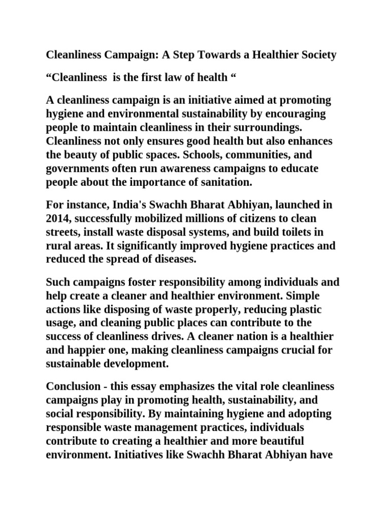 Cleanliness Campaign | PDF
