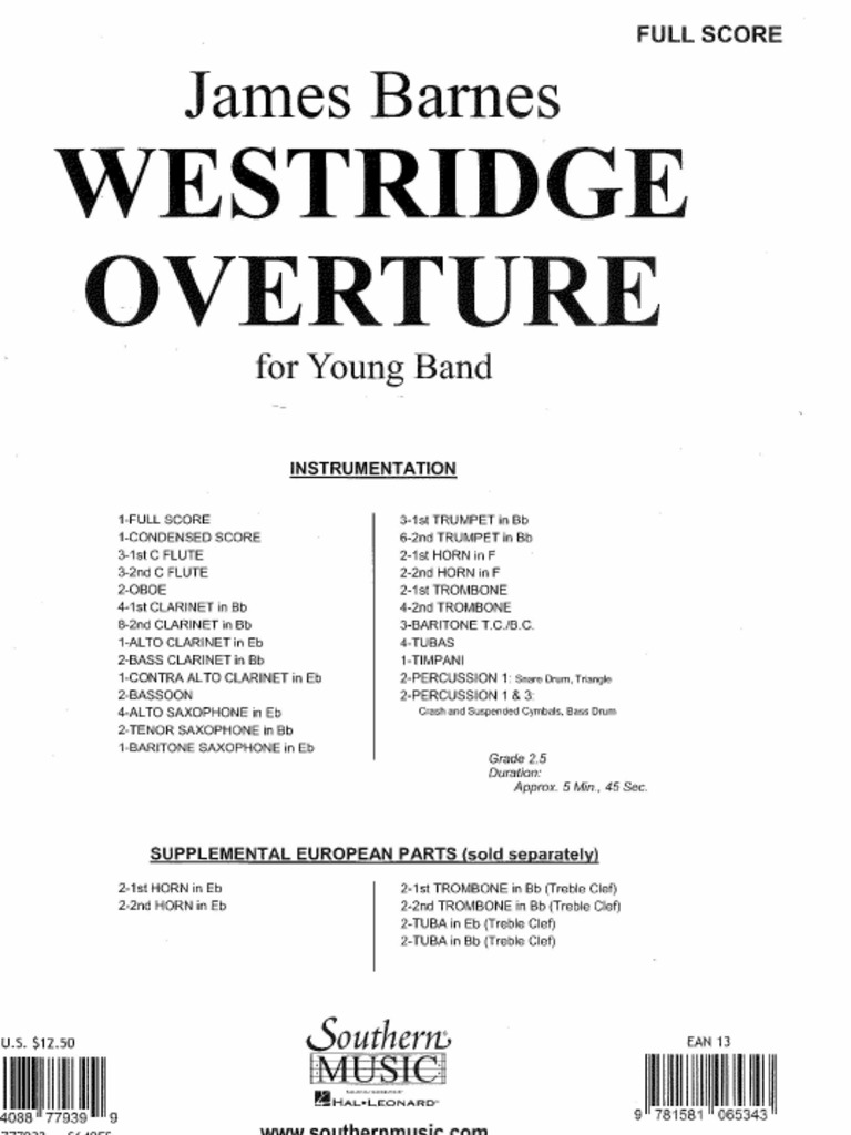 00.westridge Overture Partitura | PDF