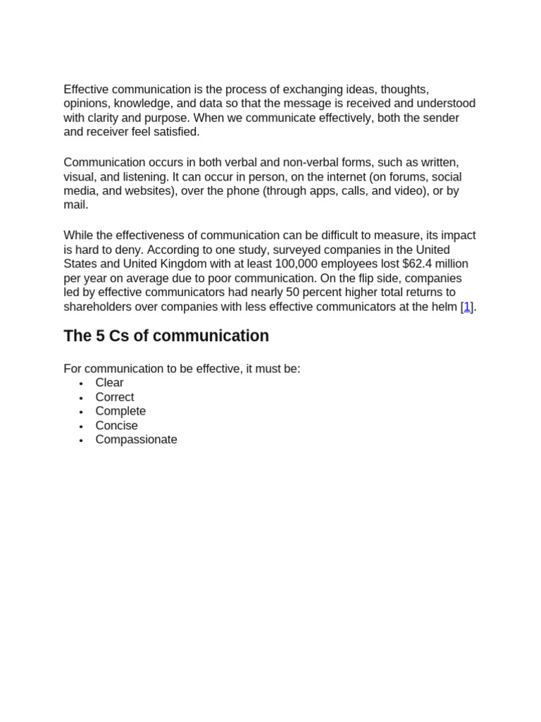 Effective Communication Is The Process of Exchanging Ideas | PDF