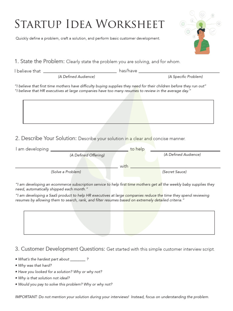 Startup Idea Worksheet-V2 | PDF