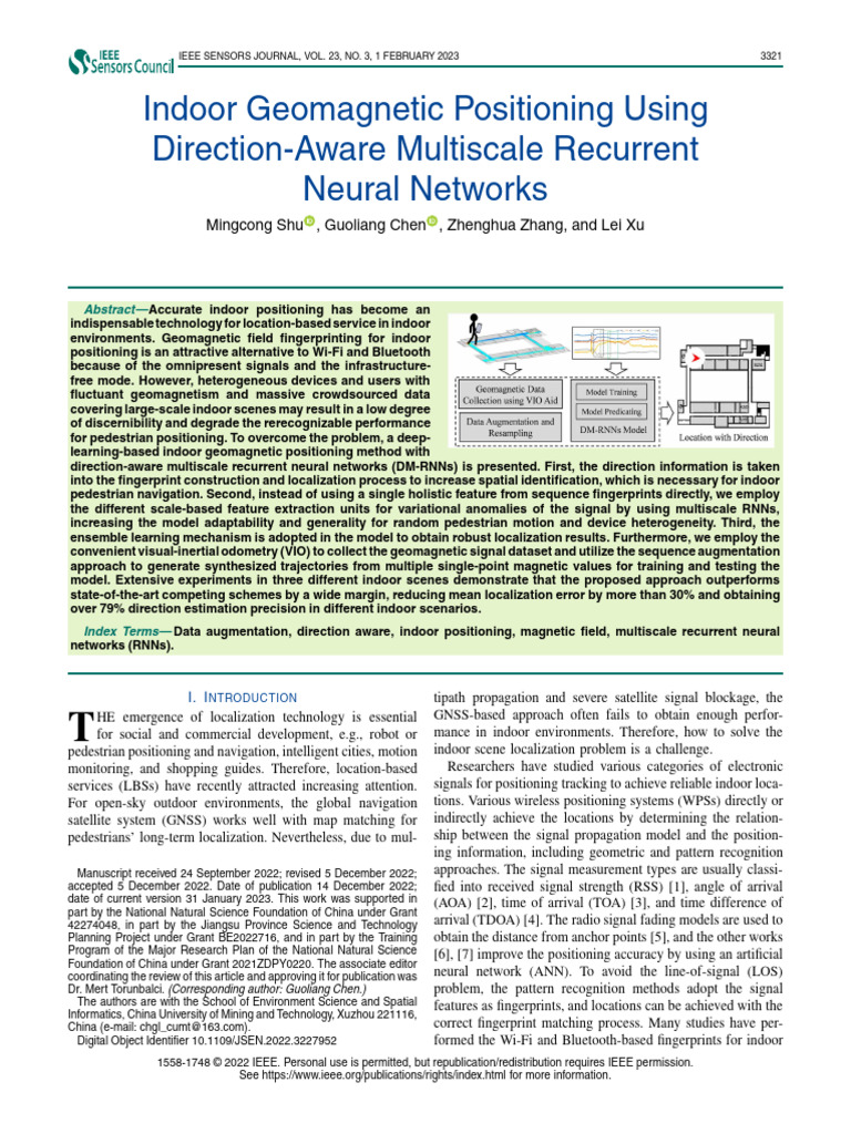 Indoor Geomagnetic Positioning Using Direction-Aware Multiscale Recurrent Neural Networks | PDF ...