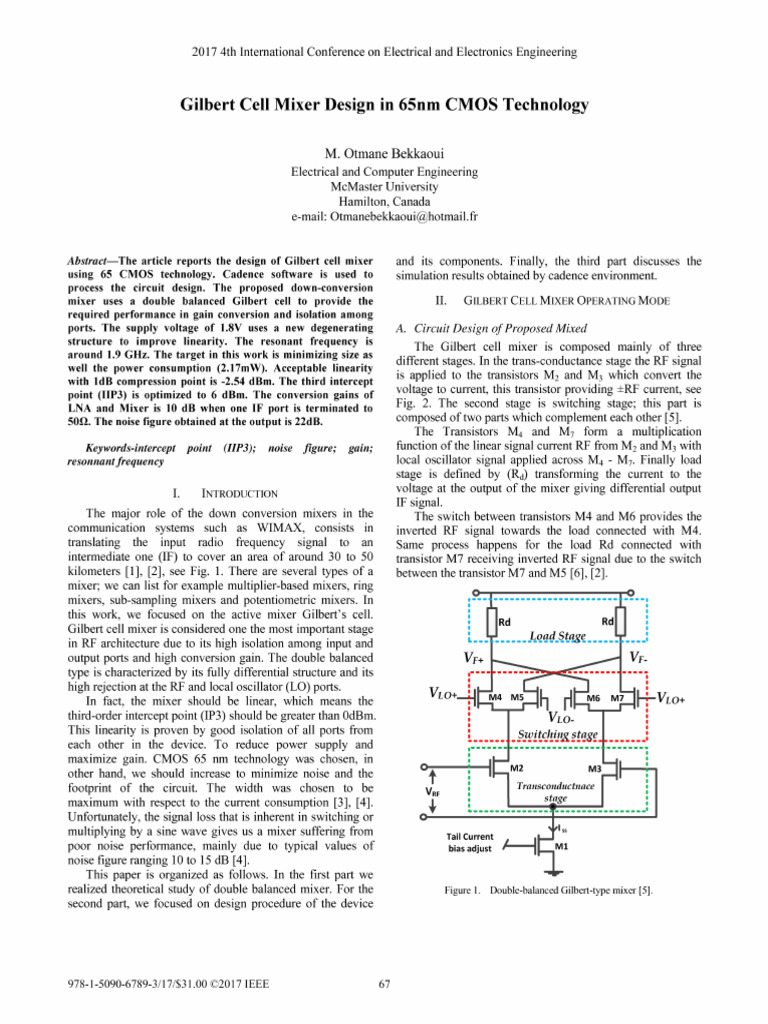 Gilbert Cell Mixer Design in 65nm CMOS Technology | PDF | Field Effect Transistor | Electronic ...