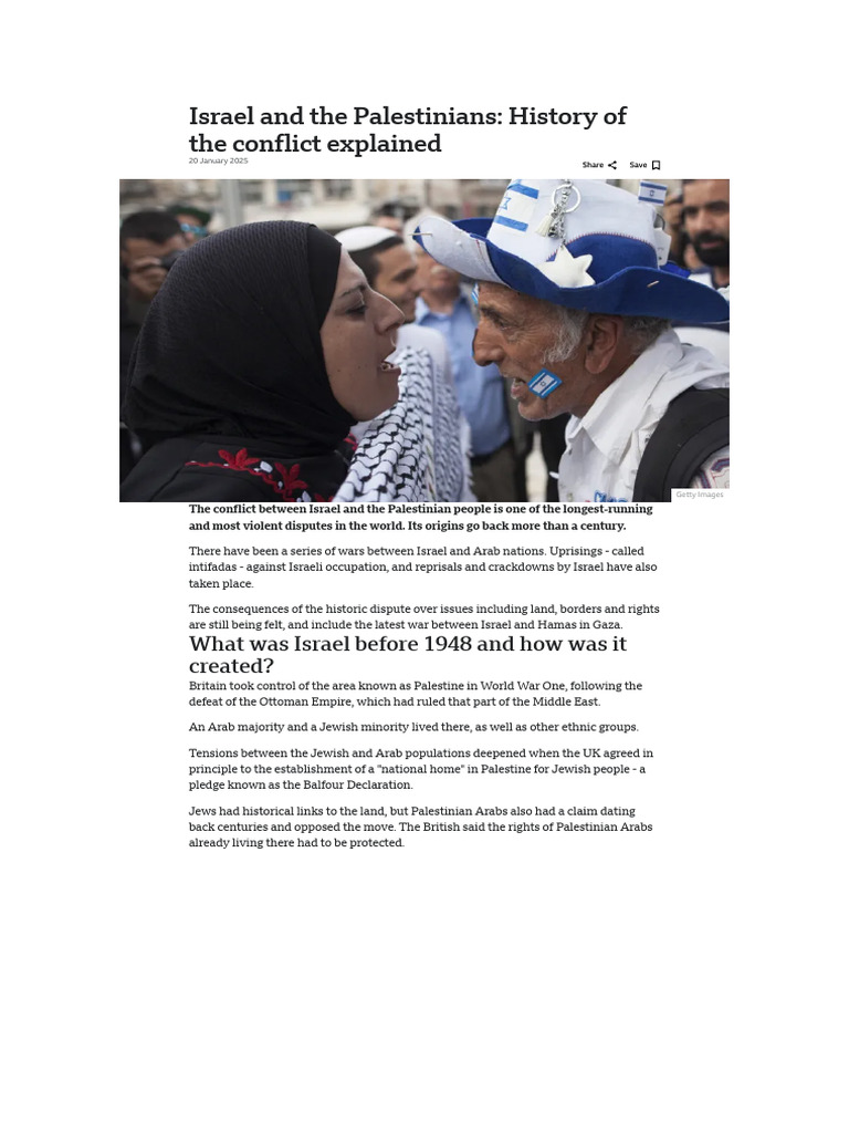 Israel and The Palestinians - History of The Conflict Explained | PDF ...