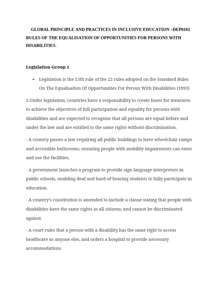Global Principle - Legislation 2 | PDF | Accessibility | Disability