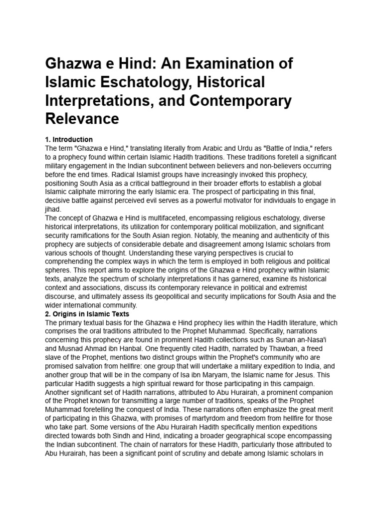 Understanding Ghazwa e Hind Prophecy | PDF | Hadith | Jesus In Islam
