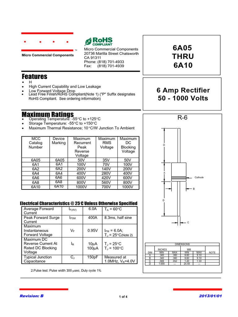 MIC 6A10 Datasheet Rev.B | PDF | Resistor | Voltage