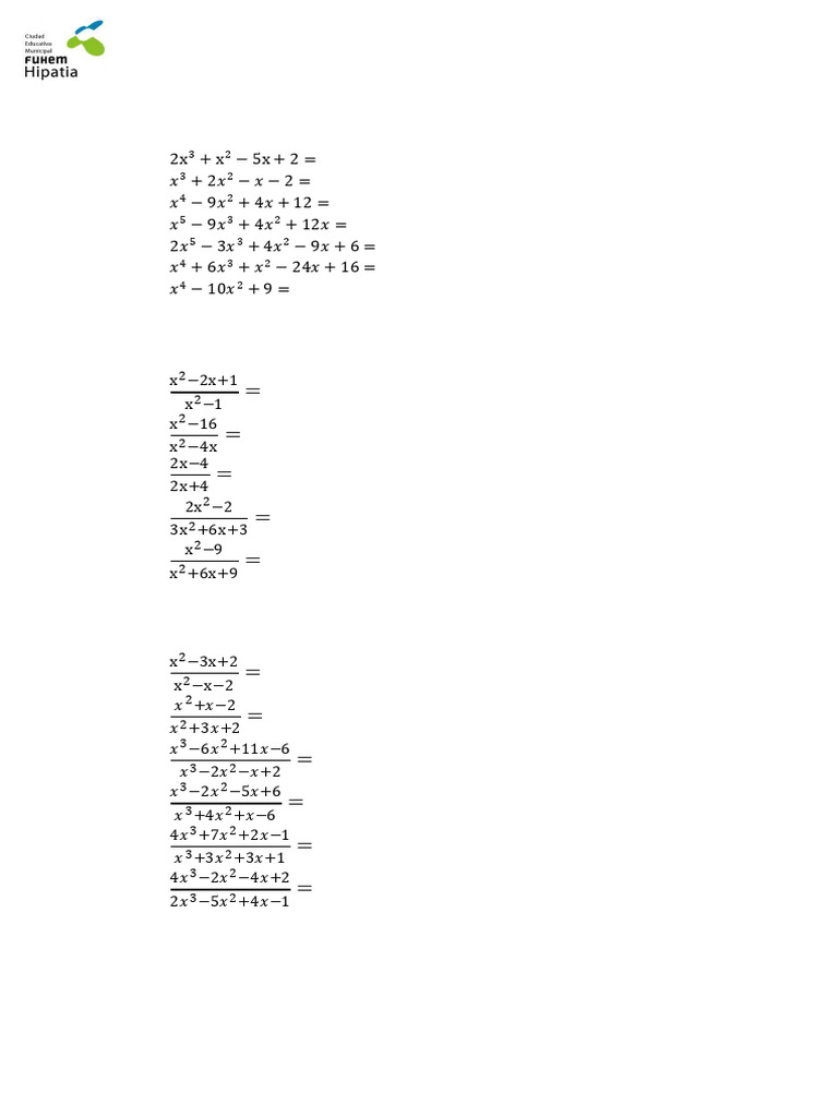 Factorización y Simplificación de Fracciones Algebraicas | PDF