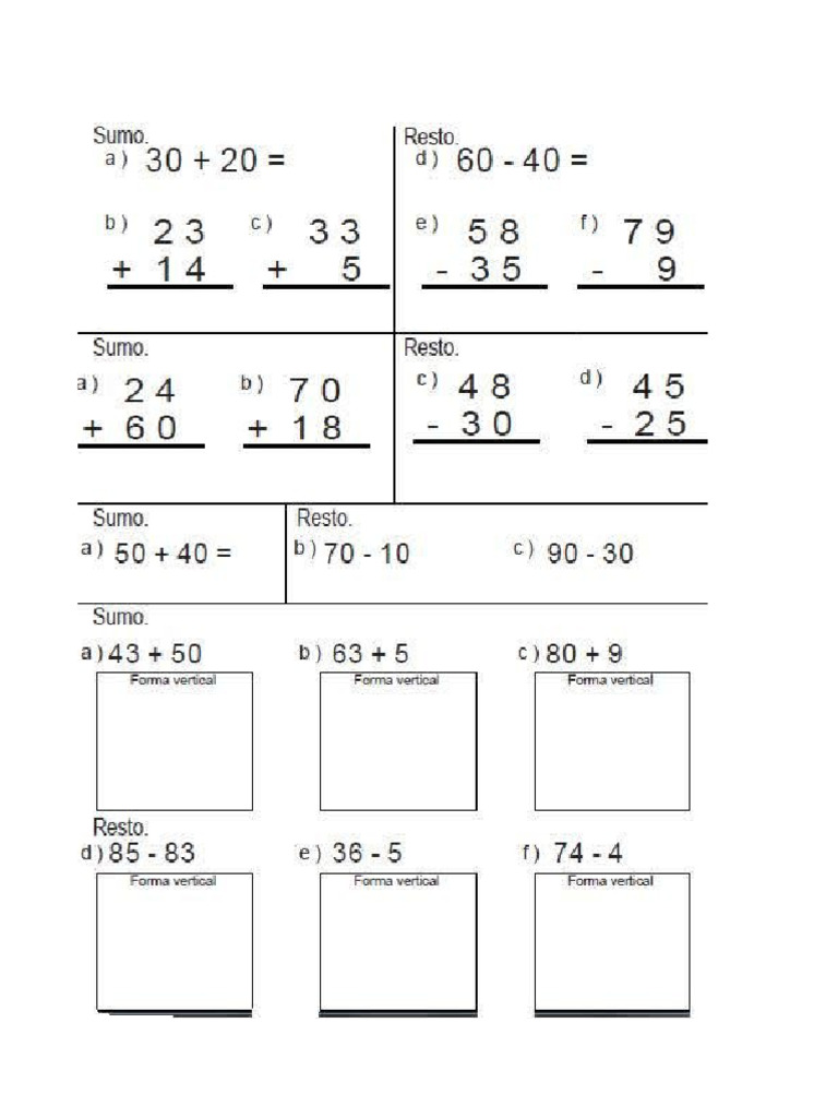 Sumas y Restas Dos y Tres Digitos | PDF