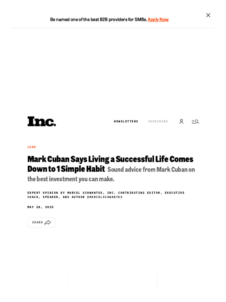 Mark Cuban Says Living A Successful Life Comes Down To 1 Simple Habit ...