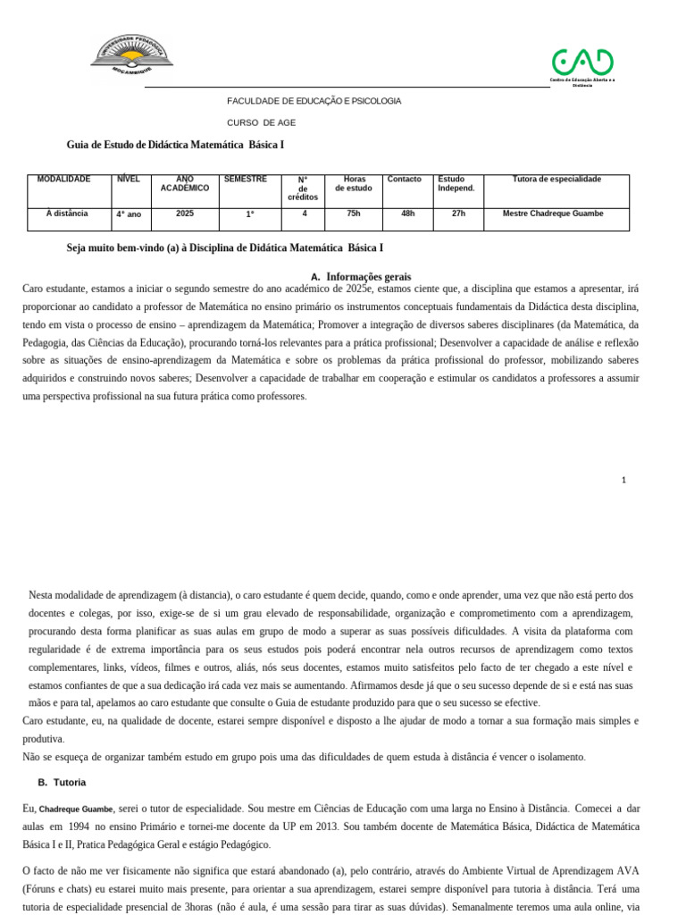 Guiao de Estudo de DMBI - 2025 | PDF | Pedagogia | Aprendizado