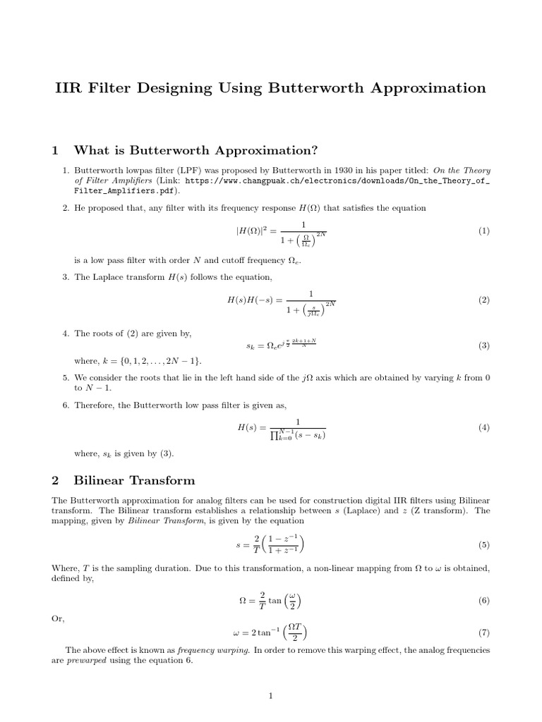 Butterworth IIR Filter Design Guide | PDF | Low Pass Filter ...