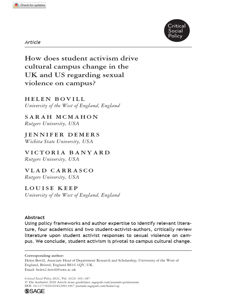How Does Student Activism Drive Cultural Campus Change in The UK and US ...