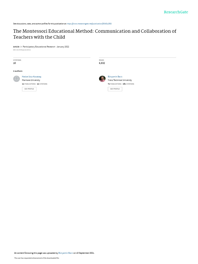 The Montessori Educational Method: Communication and Collaboration of ...